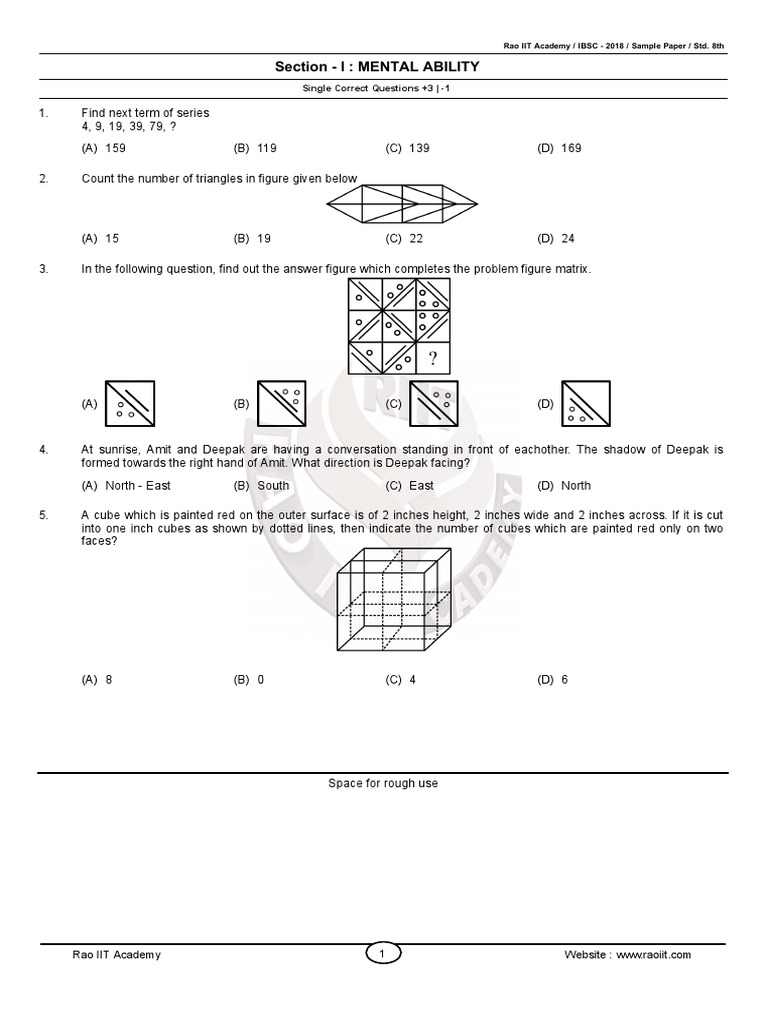 IBSC 2018 Sample 8th std2 | PDF | Carbon | Physical Sciences