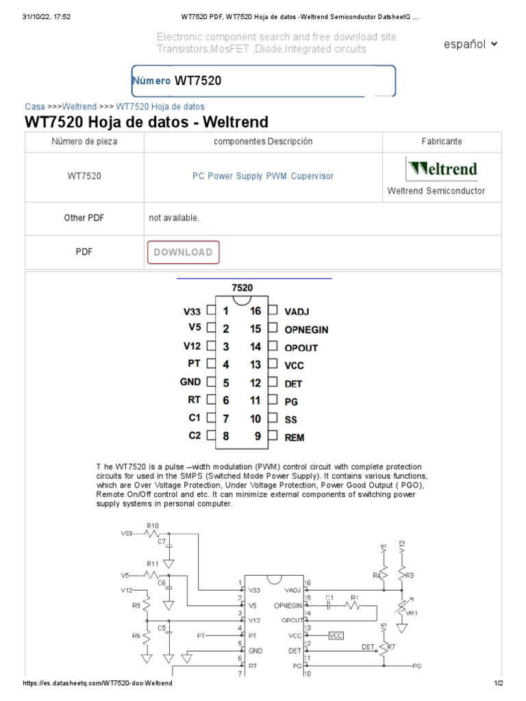 WT7520 PDF, WT7520 Hoja de Datos - Weltrend Semiconductor DatsheetQ .. | PDF | Power Supply ...