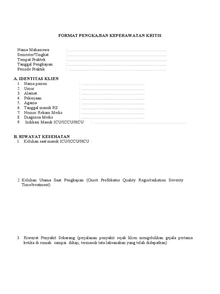 Format Pengkajian Kritis - New | PDF