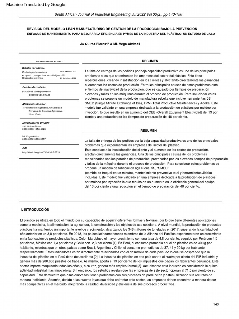 Review Lean Manufacturing Model of Production Management Under The Preventive Maintenance ...