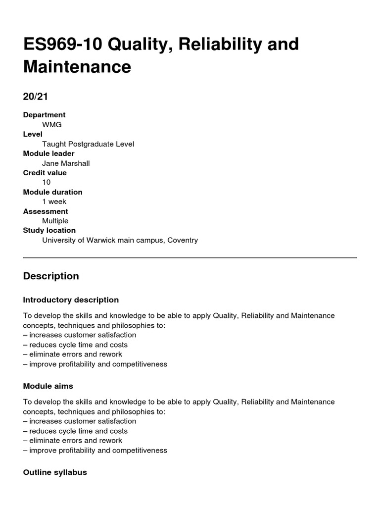 Es969 10 2020 | PDF | Reliability Engineering | Quality Management