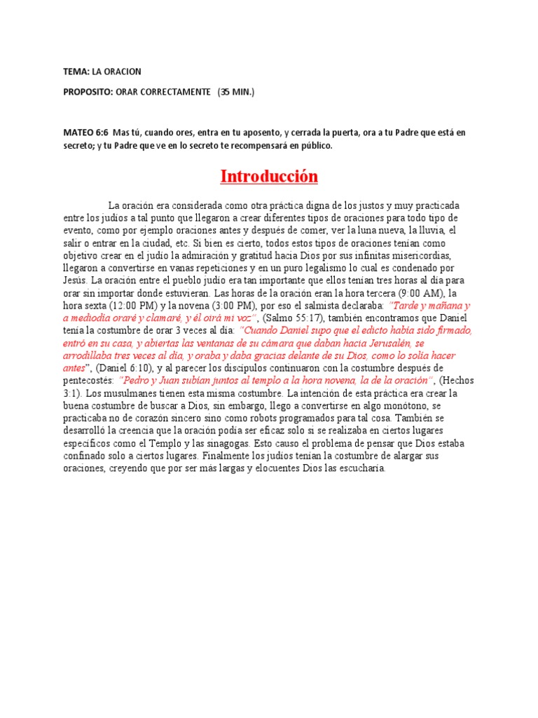 La Forma Correecta de Orar | PDF | Oración | orador del Señor
