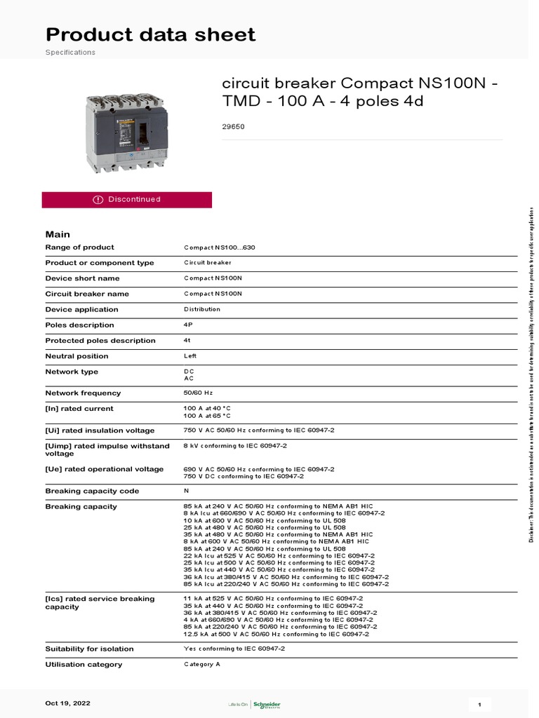 Compact NS - 630A - 29650 | PDF | Alternating Current | Electrical Network
