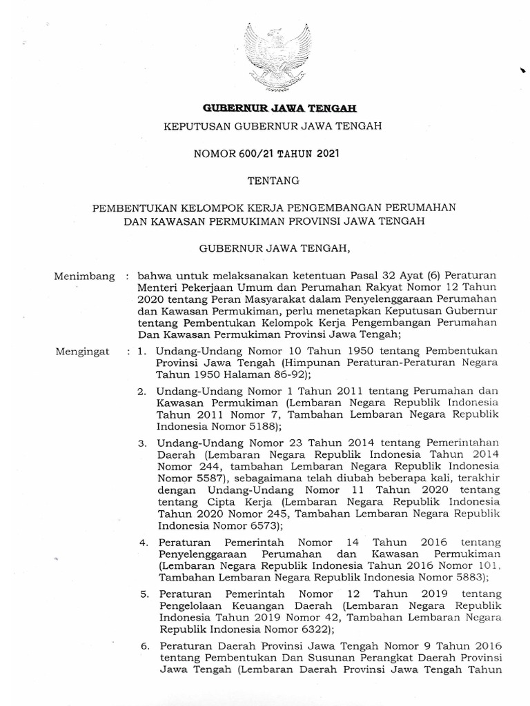 SK Pokja PKP Jawa Tengah 2021 | PDF