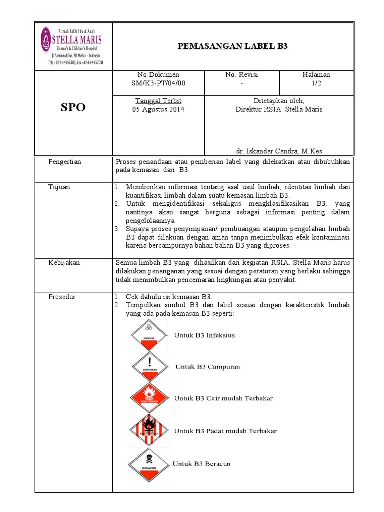 SPO Pemasangan Label B3 | PDF
