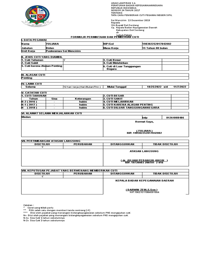 Surat Cuti Melahirkan | PDF
