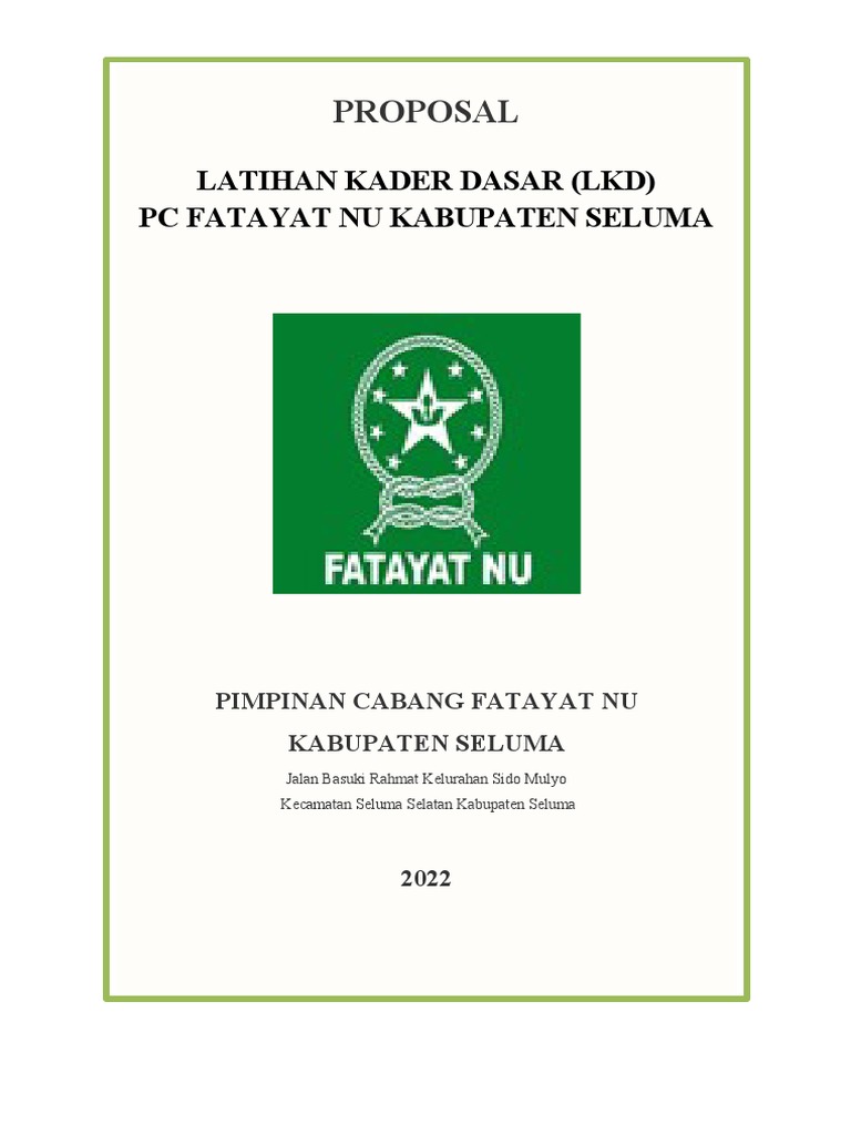 Proposal LKD PC Fatayat NU Seluma | PDF