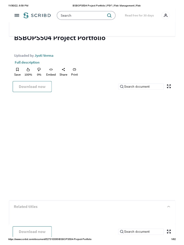 BSBOPS504 Project Portfolio - PDF - Risk Management - Risk | PDF | Risk ...