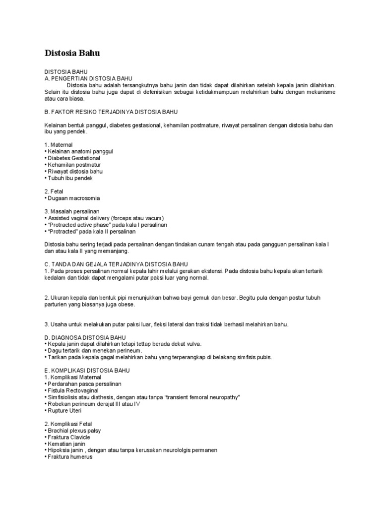 Penanganan Distosia Bahu pada Persalinan | PDF | Kesehatan Holistik