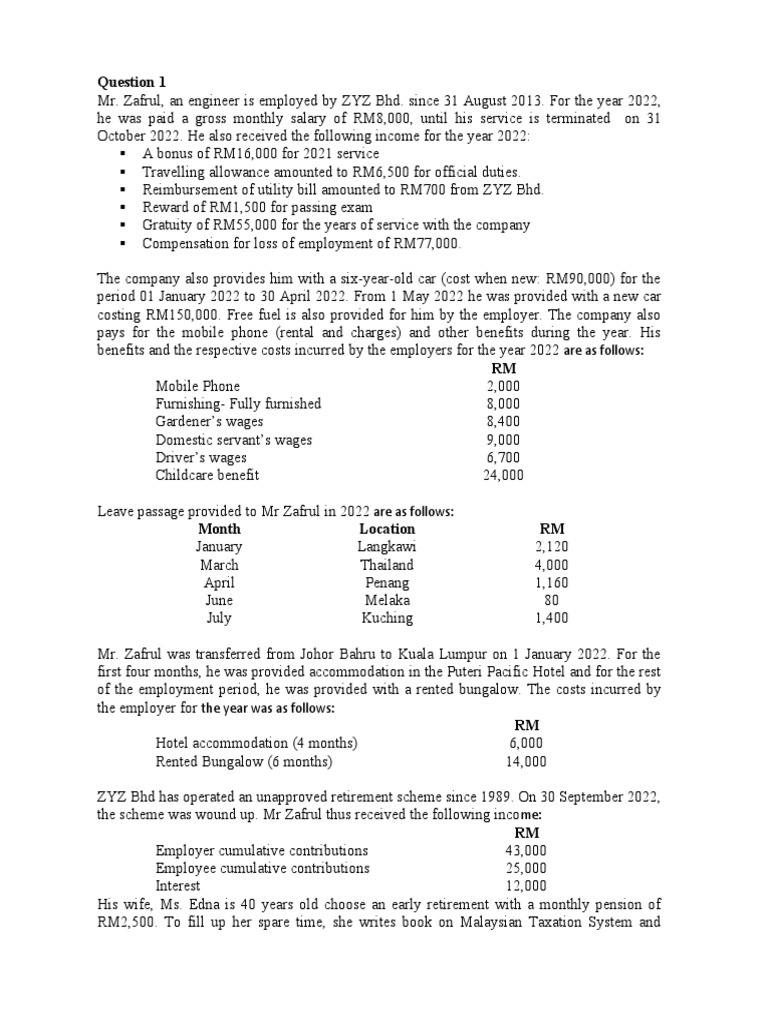 Tax Computation Exercise Zafrul Edna Q | PDF | Life Insurance | Insurance