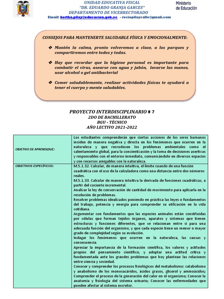 Proyecto 7 Unificado de 2do Bachillerato | PDF | Gases