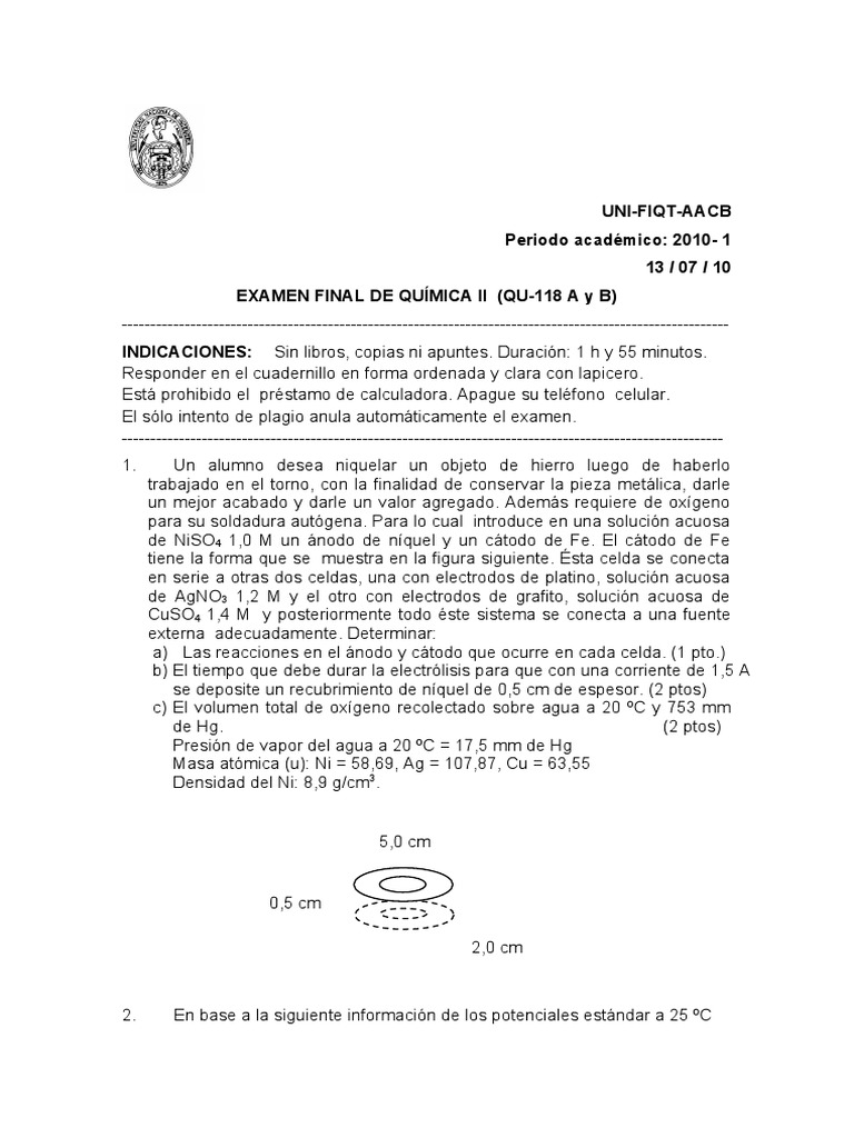 Ex Fin Q-118 2010-1 | PDF | Dióxido de azufre | Electrodo