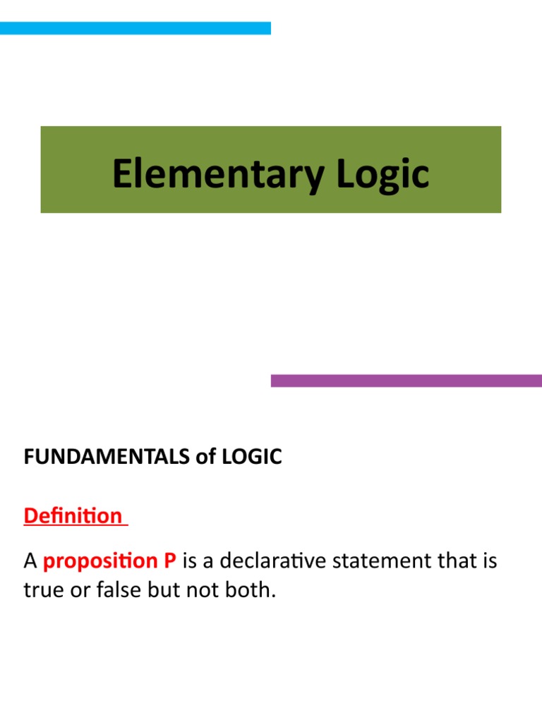 Elementary Logic | PDF | Semantics | Logical Expressions Elementary Logic | PDF | Semantics | Logical Expressions