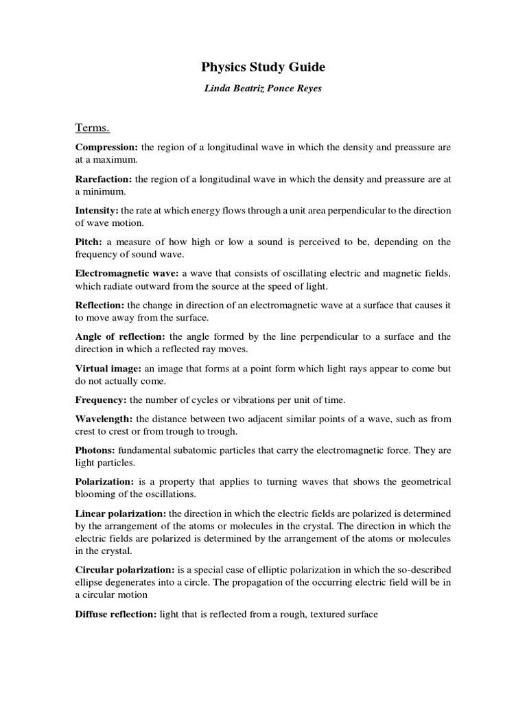 Physics Study Guide | PDF