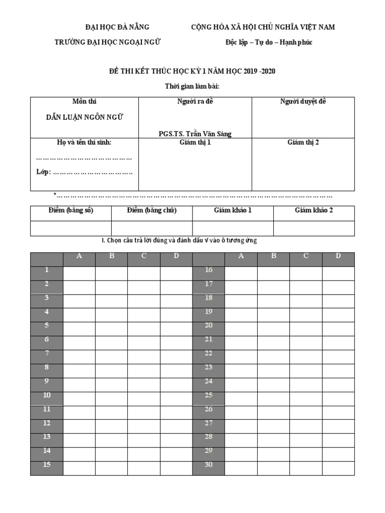 De Thi Dan Luan Ngon Ngu Hoc | PDF