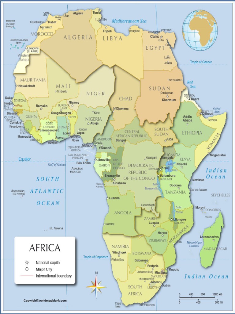 Africa Map With Capitals Labeled | PDF