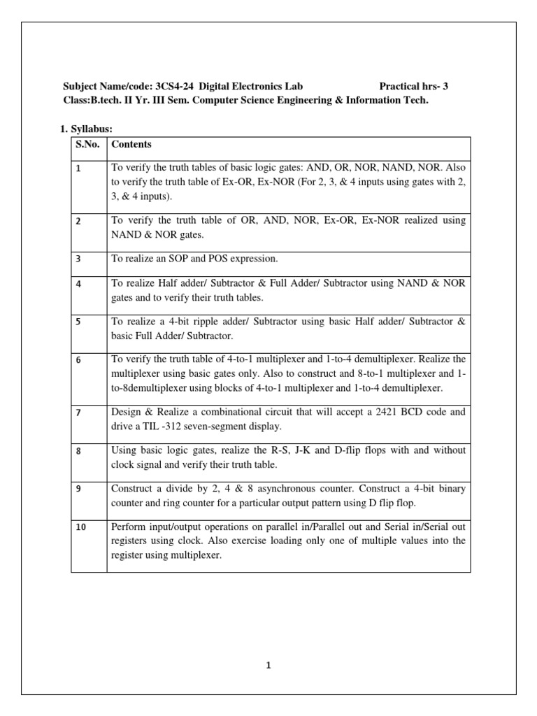 3CS4-24 de Sarabjeet Singh Lab Manual | PDF | Logic Gate | Binary Coded Decimal
