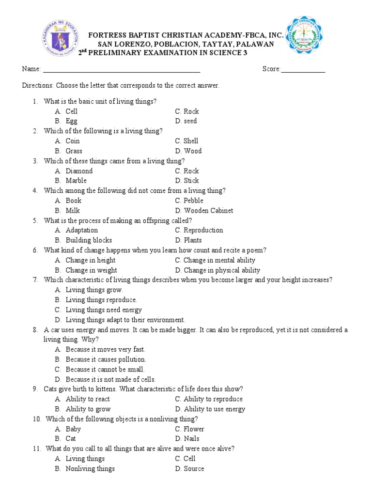 2ND Prelim Grade 3 | PDF | Reproduction | Subject (Grammar)