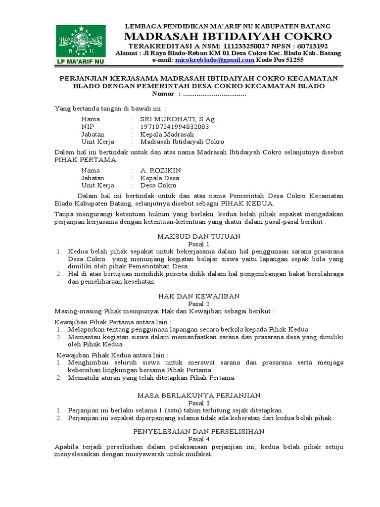 MoU Dengan Desa | PDF