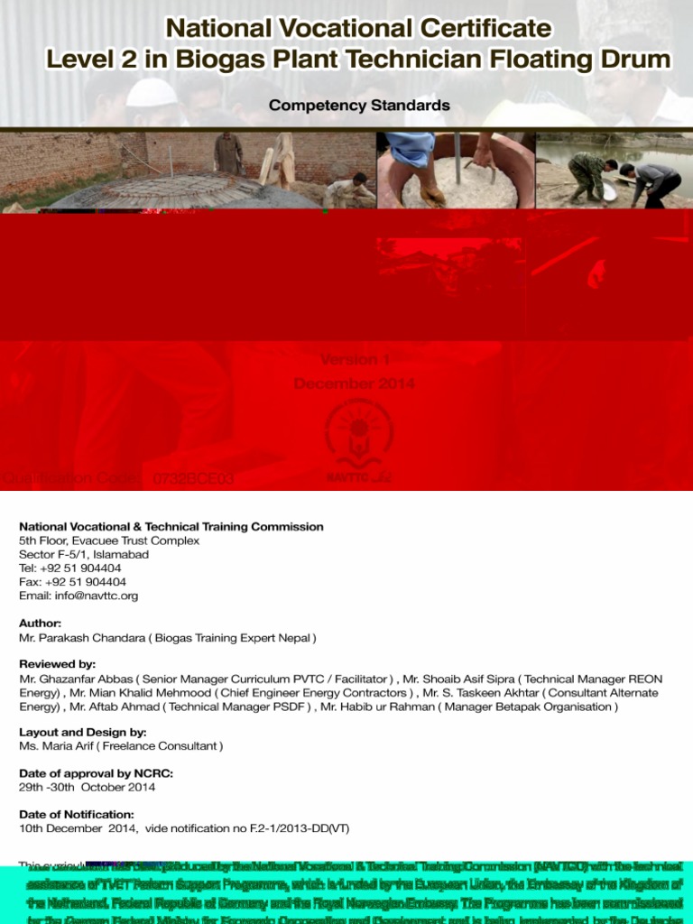 Biogas Plant Technician Floating Drum Level 2 | PDF | Anaerobic ...