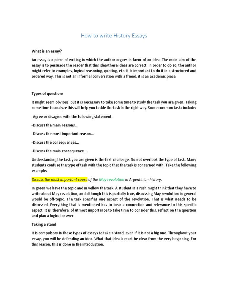 How To Write History Essays | PDF | Essays | Reason