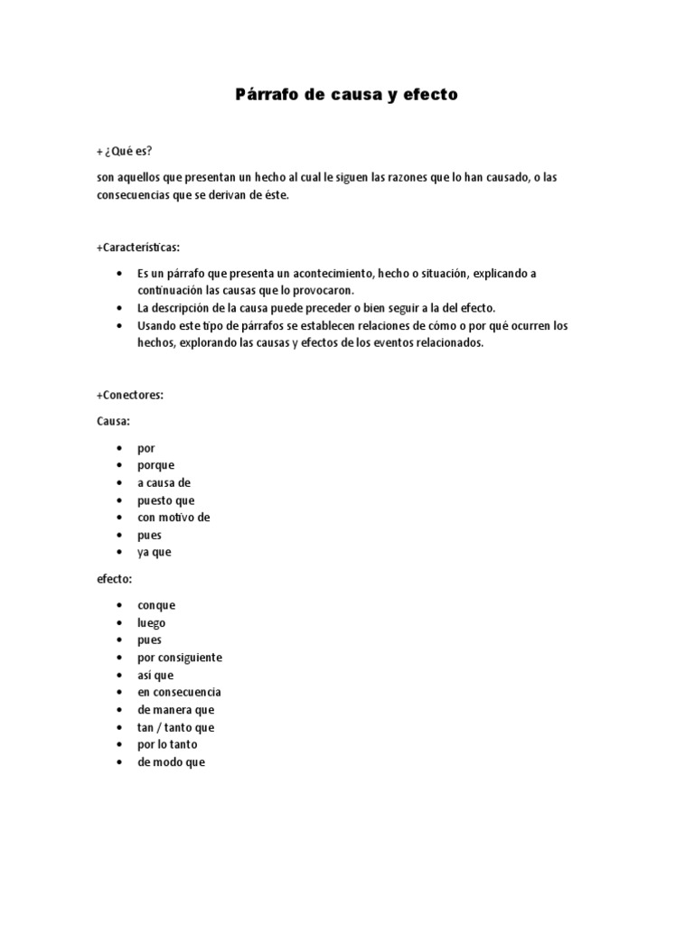 Parrafo de Causa y Efecto. | PDF