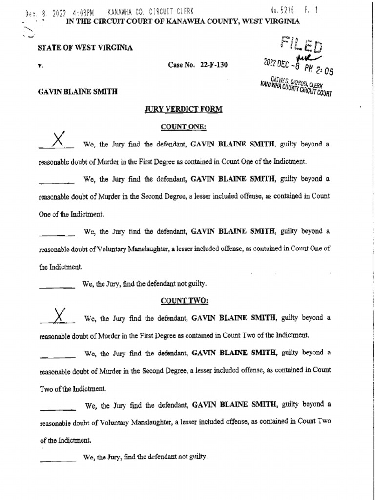 Gavin Smith Verdict Form | PDF