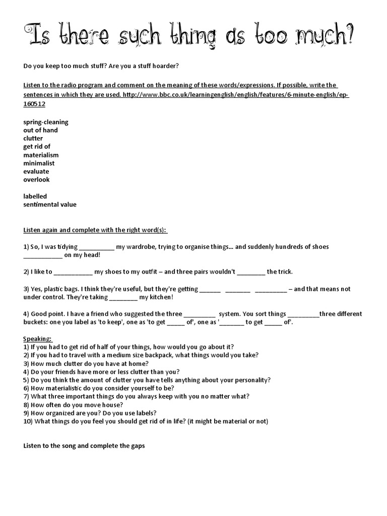 Do You Keep Too Much Stuff | PDF | Paragraph