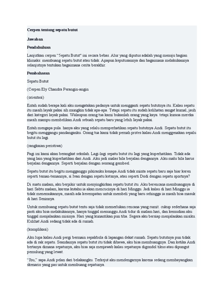 Sepatu Butut Penuh Kenangan | PDF