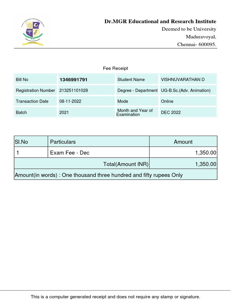 DR - MGR Educational and Research Institute | PDF