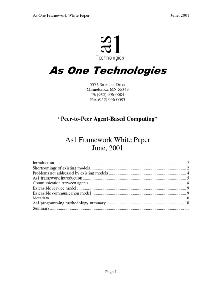 As1 Framework White Paper | PDF | Component Based Software Engineering ...