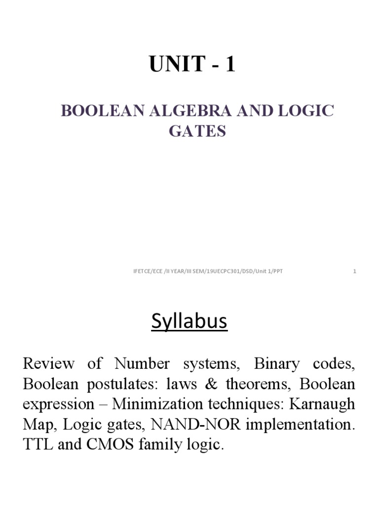 Unit 1 - DSD | PDF | Logic Gate | Cmos