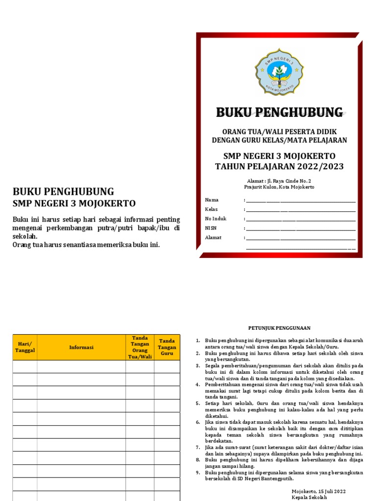 Buku Penghubung Orang Tua | PDF