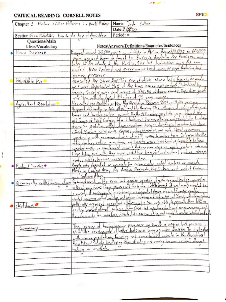 Chapter 1 Cornell Notes | PDF Chapter 1 Cornell Notes | PDF