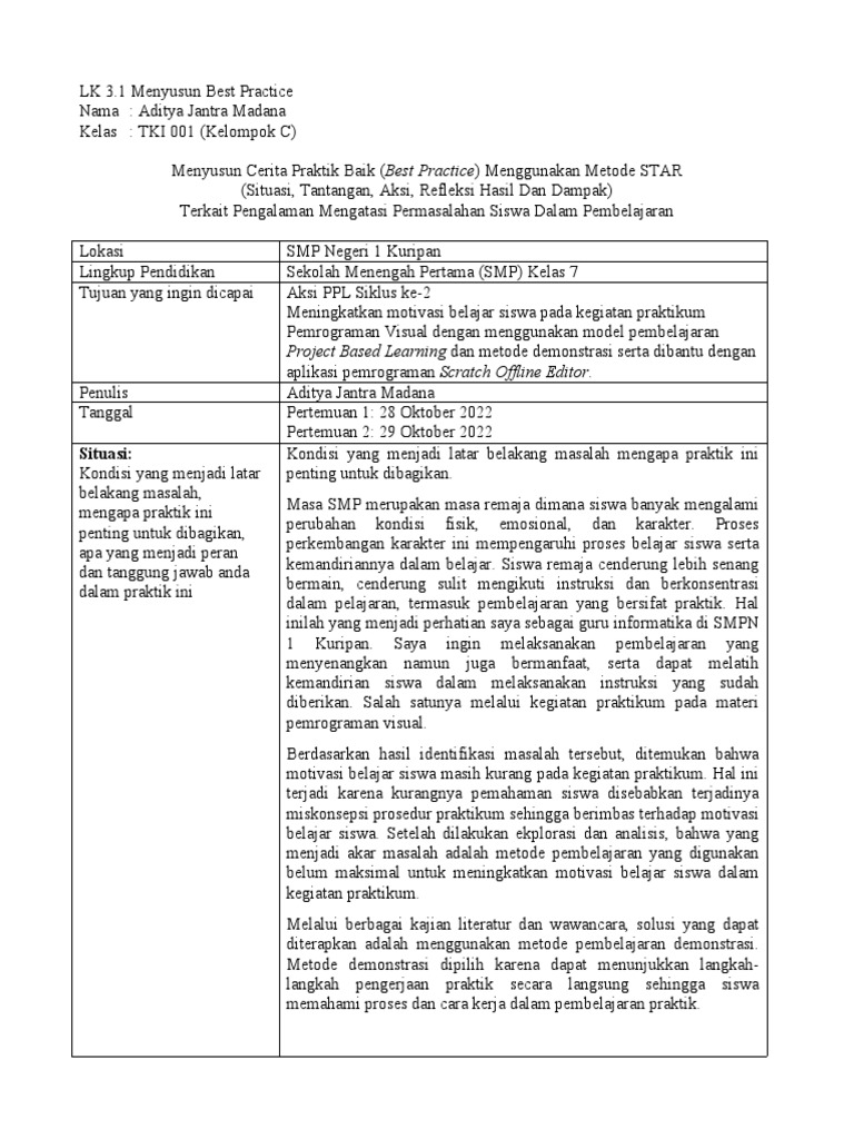 LK 3.1 Best Practices Aditya Jantra | PDF