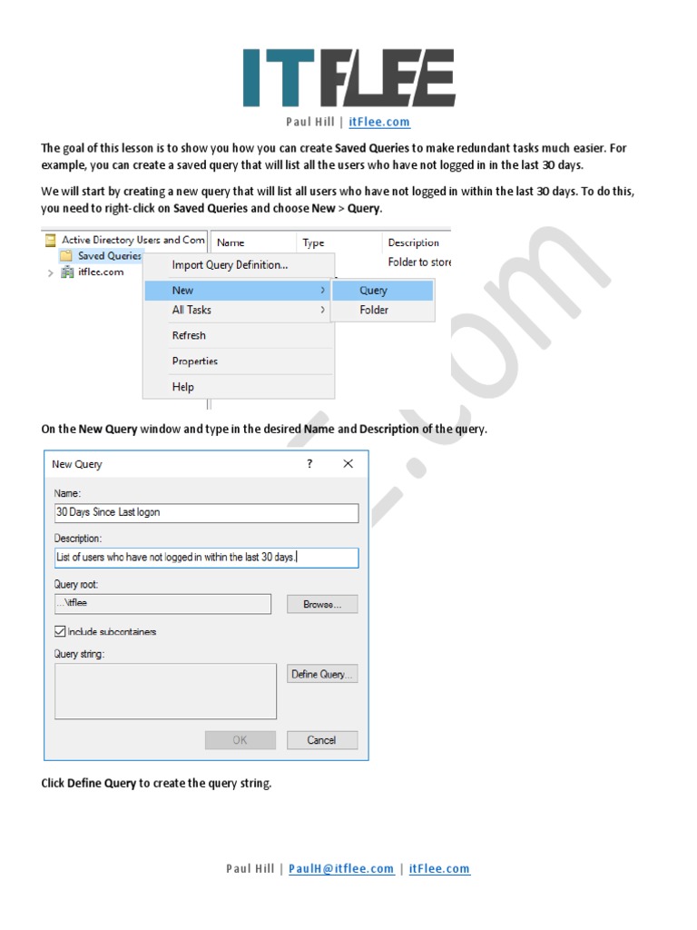 Saved Queries Pdf Login Active Directory