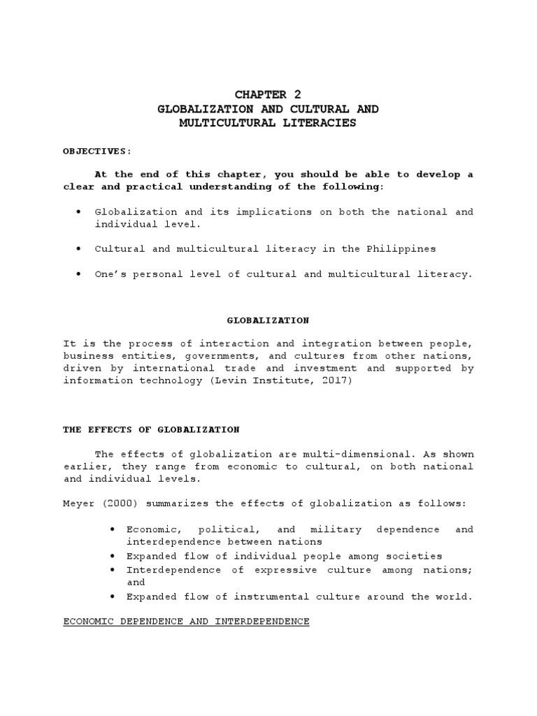 Chapter 2 Globalization and Cultural and Multicultural Literacies | PDF | Globalization | Literacy