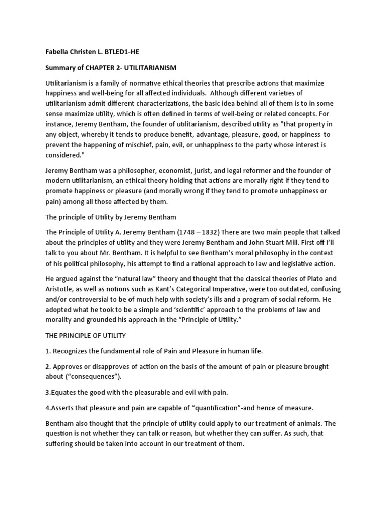 Chapter 2 - Utilitarianism | PDF | Utilitarianism | John Stuart Mill Chapter 2 - Utilitarianism | PDF | Utilitarianism | John Stuart Mill