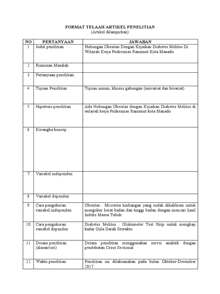 Format Telaah Artikel | PDF