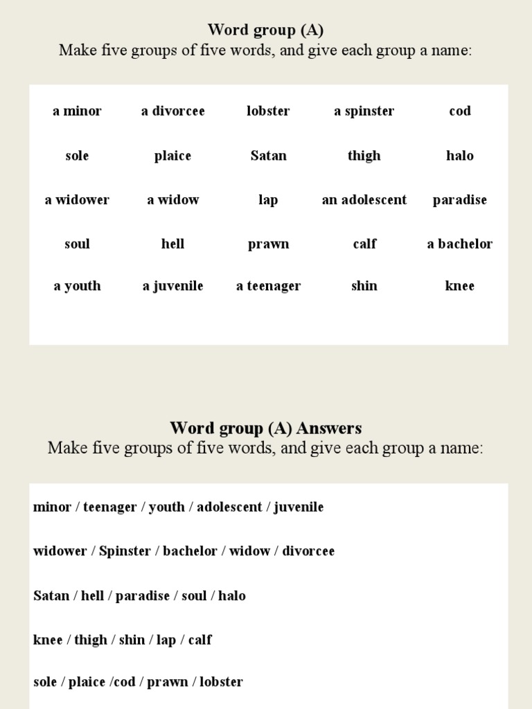 Word Group (Advanced Level) | PDF