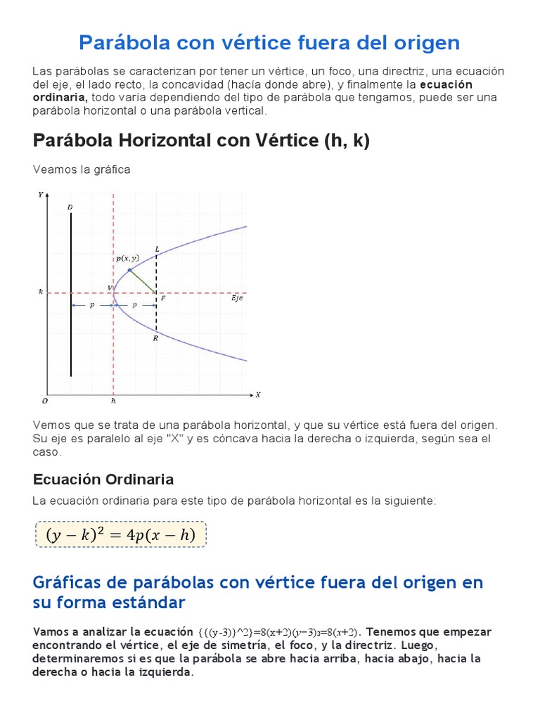 Parábola Con Vértice Fuera Del Origen | PDF