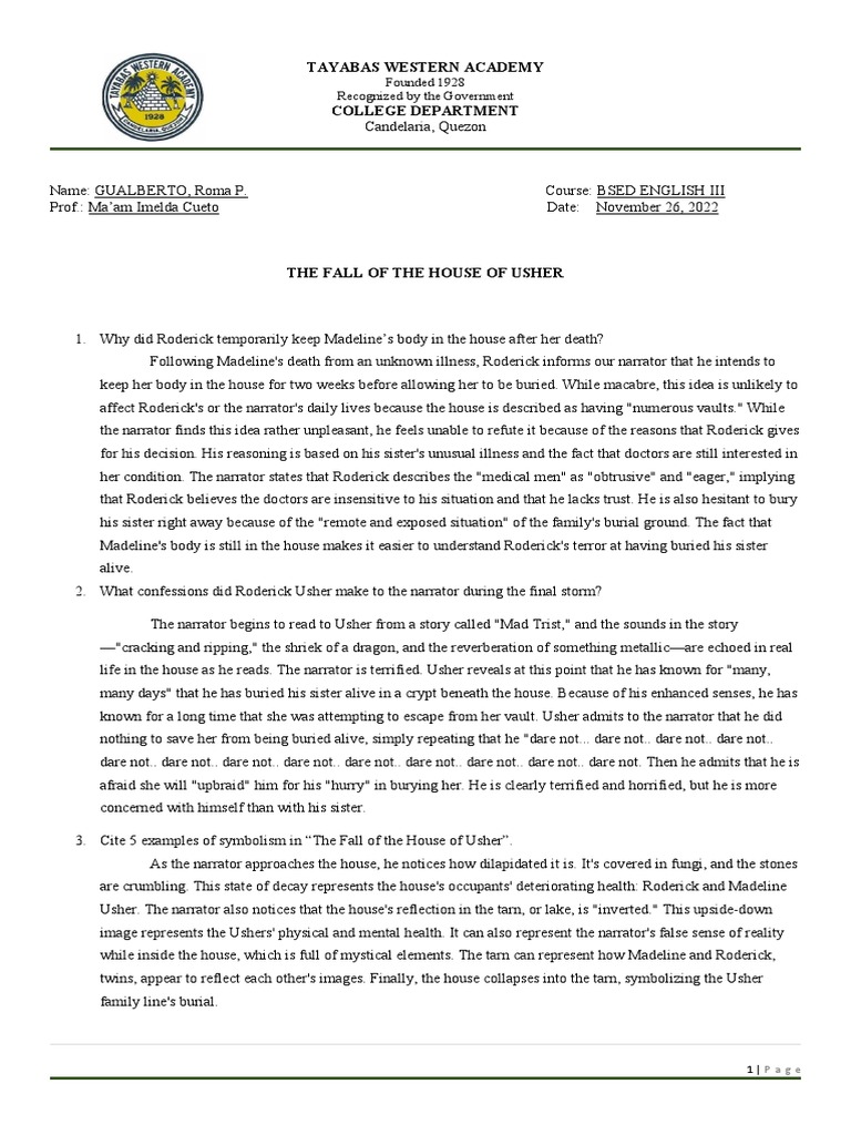 The Fall of The House of Usher | PDF