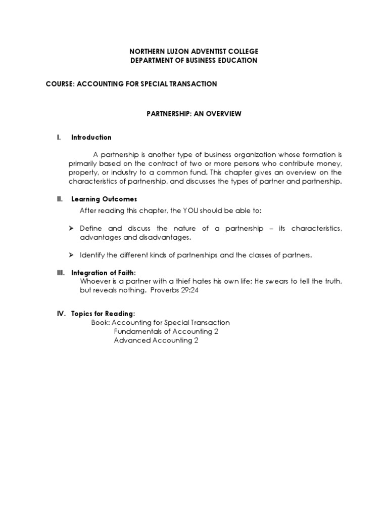 An Overview of Partnerships: Characteristics, Types of Partners ...