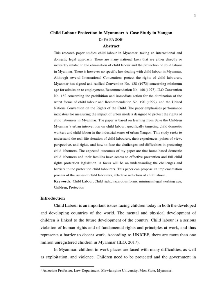 Child-Labour-Protection-in Myanmar | PDF