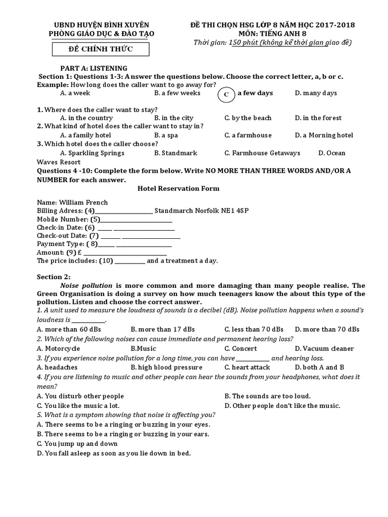 Tailieuxanh de Thi Chon Hoc Sinh Gioi Mon Tieng Anh Lop 8 Nam 2017 2018 Co Dap An Phong GD DT ...