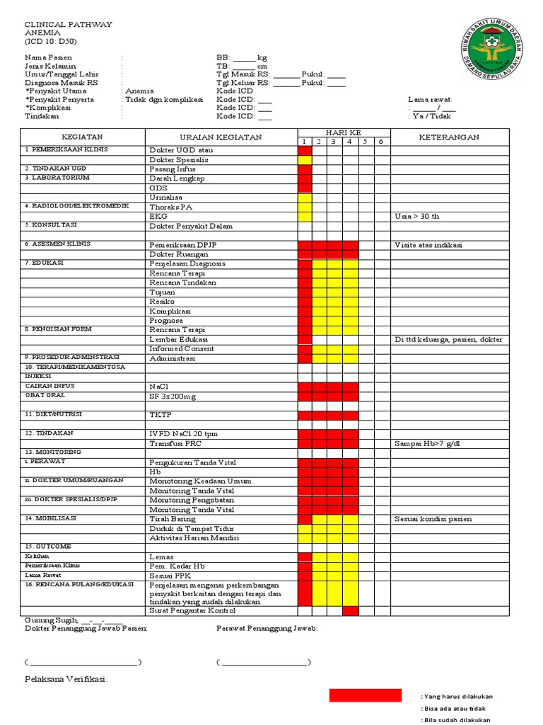 Clinical Pathway Anemia | PDF
