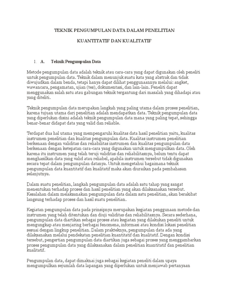 Teknik Pengumpulan Data Penelitian | PDF