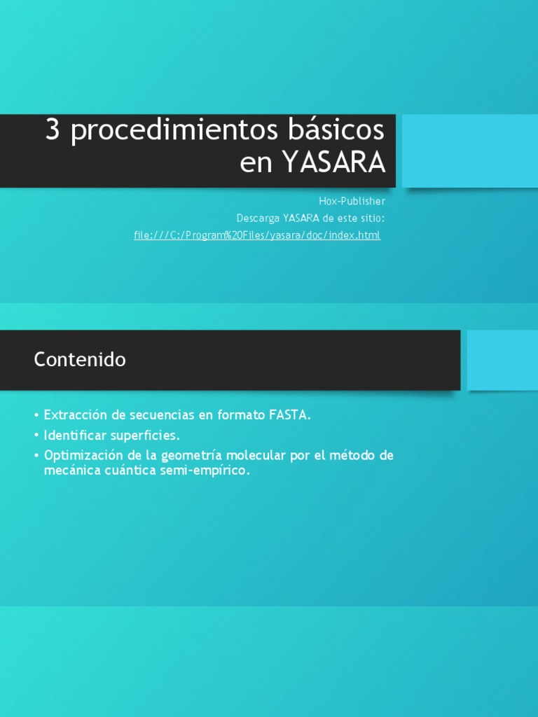 3 Procedimientos Básicos en YASARA | PDF | Archivo de computadora ...