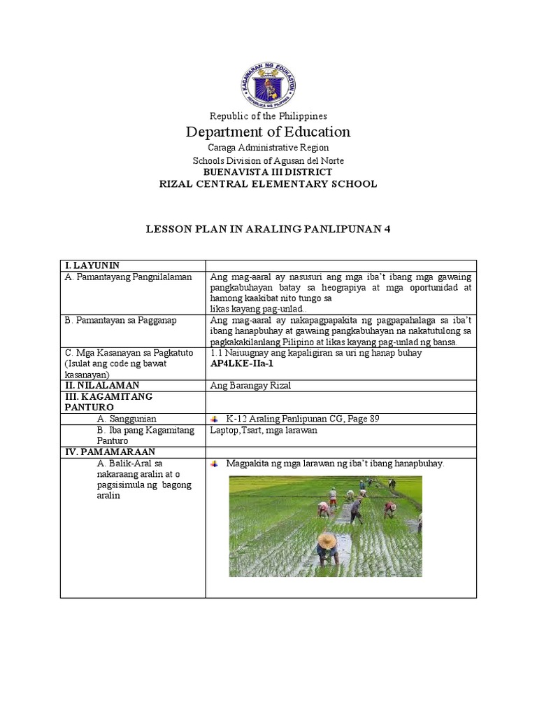 Aral Pan 4 Lesson Plan | PDF