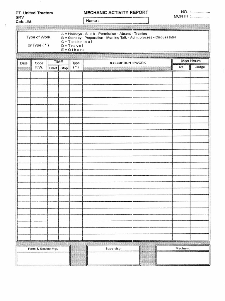Mechanic Activity Report | PDF